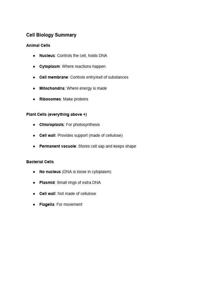 Cell Biology Flash Notes 909419 | PDF