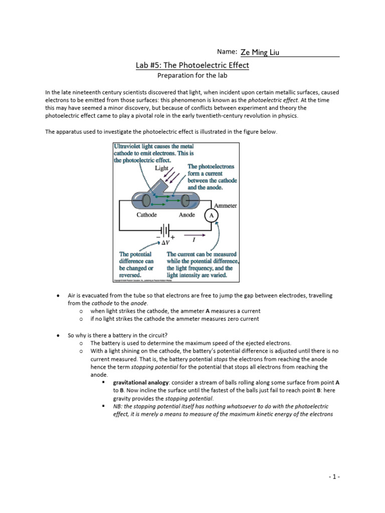 Understanding the Photoelectric Effect Lab | PDF | Photoelectric Effect ...