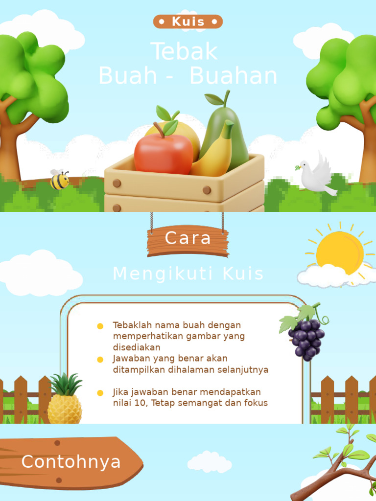 Penuh Warna 3D Presentasi Edukasi Kuis Tebak Buah-Buahan | PDF