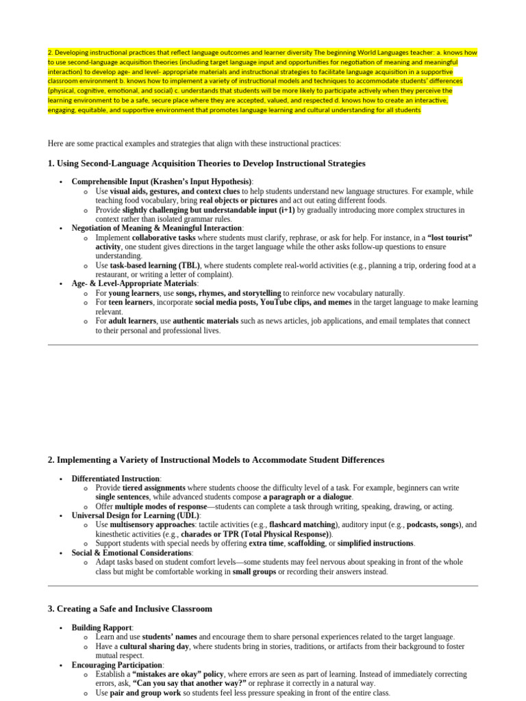 A2 Using Second-Language Acquisition Theories To Develop Instructional Strategies | PDF | Second ...