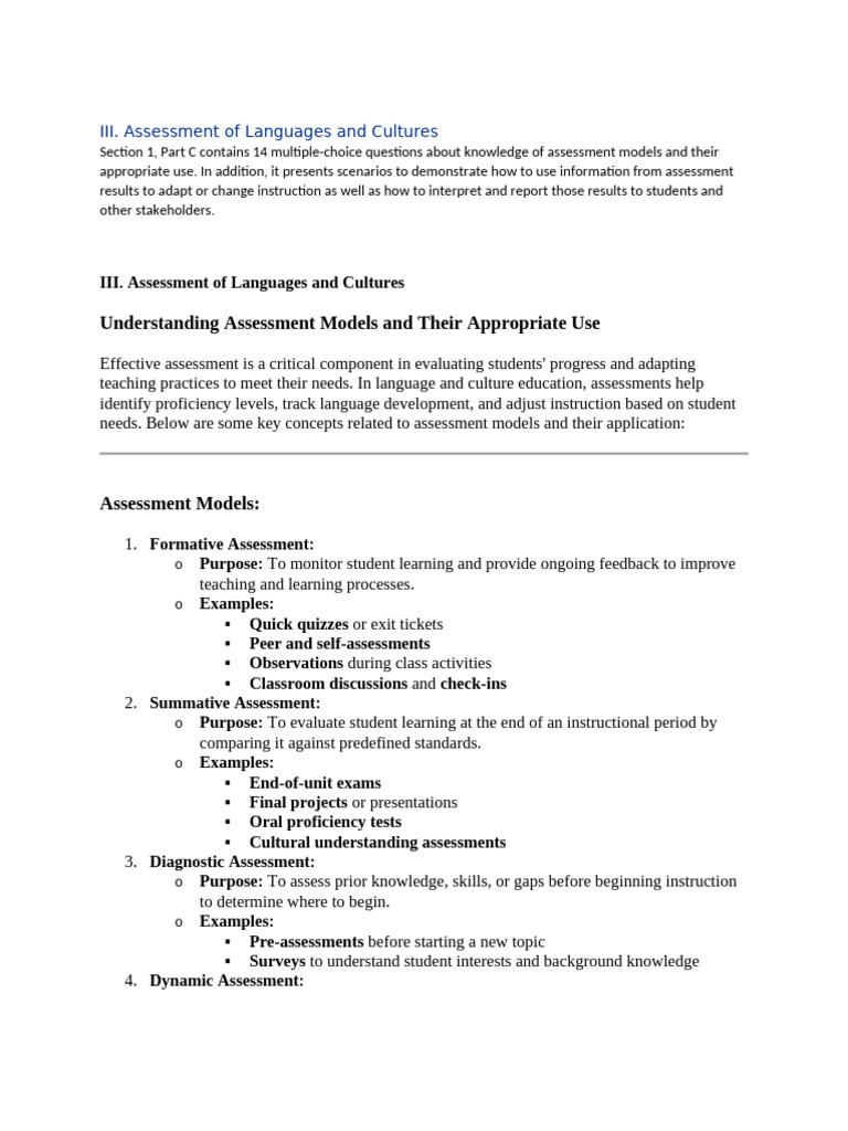 Assessment of Languages and Cultures | PDF | Educational Assessment ...