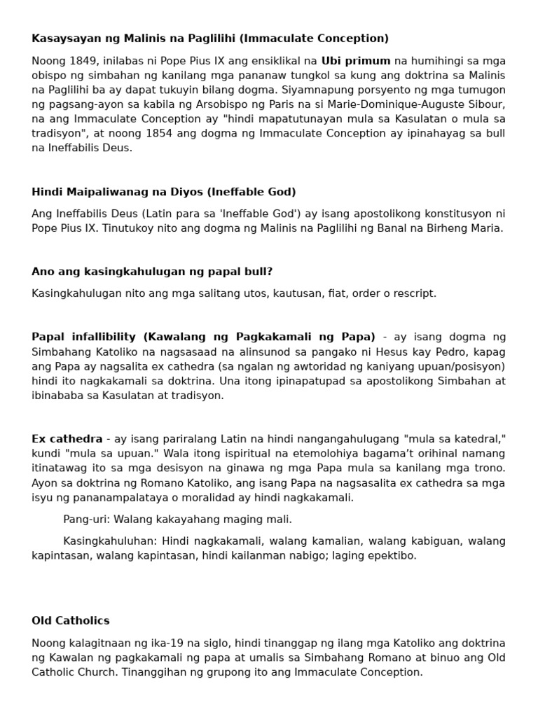 Kasaysayan NG Malinis Na Paglilihi | PDF