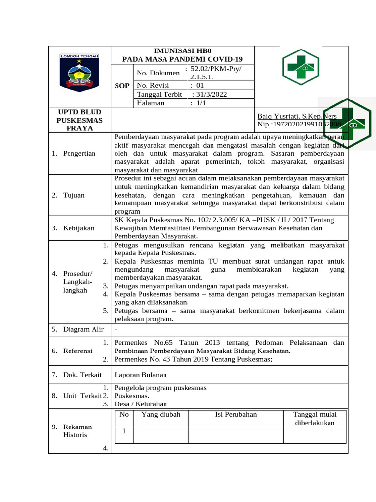 Imunisasi HB0 di Masa Pandemi COVID-19 | PDF