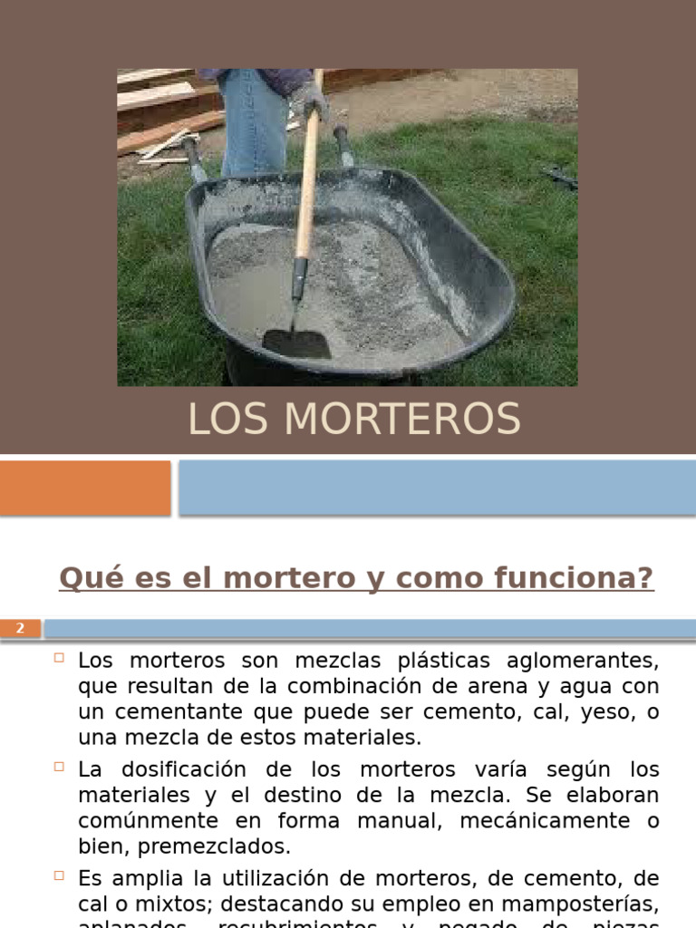 Tipos y Usos de Morteros en Construcción | PDF | Mortero (Albañilería ...