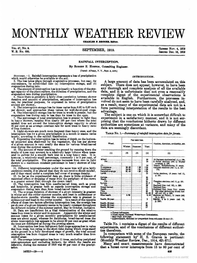 Mwre-1520-0493 1919 47 603 Ri 2 0 Co 2 | PDF | Rain | Discharge (Hydrology)