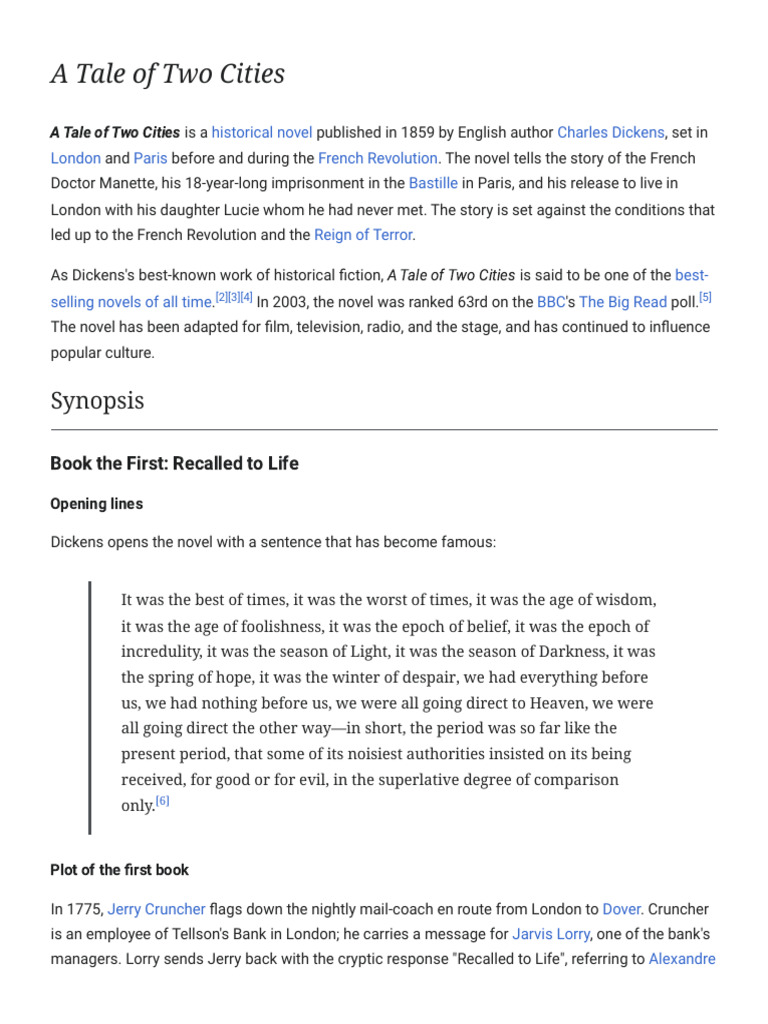 A Tale of Two Cities Overview | PDF | A Tale Of Two Cities