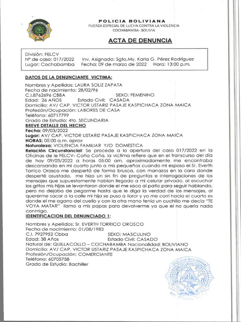 Acta de Denuncia | PDF