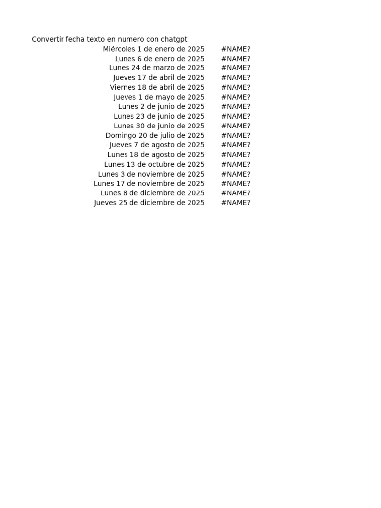 Convertir Fecha Texto A Formato Fecha Numero | PDF