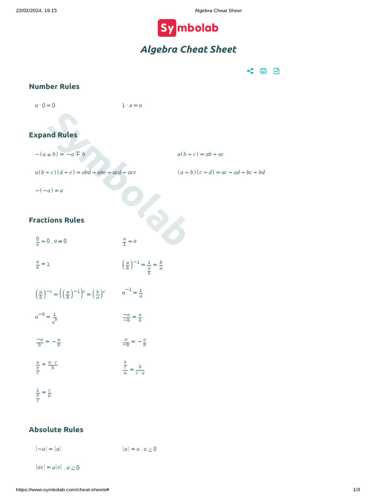 Math Cheat Sheets | PDF | Quadratic Equation | Trigonometric Functions