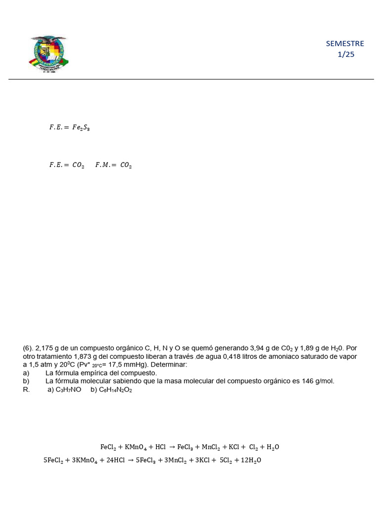 Practica 2 QMC 100 BM 1 25 | PDF | Cloruro | Ácido clorhídrico