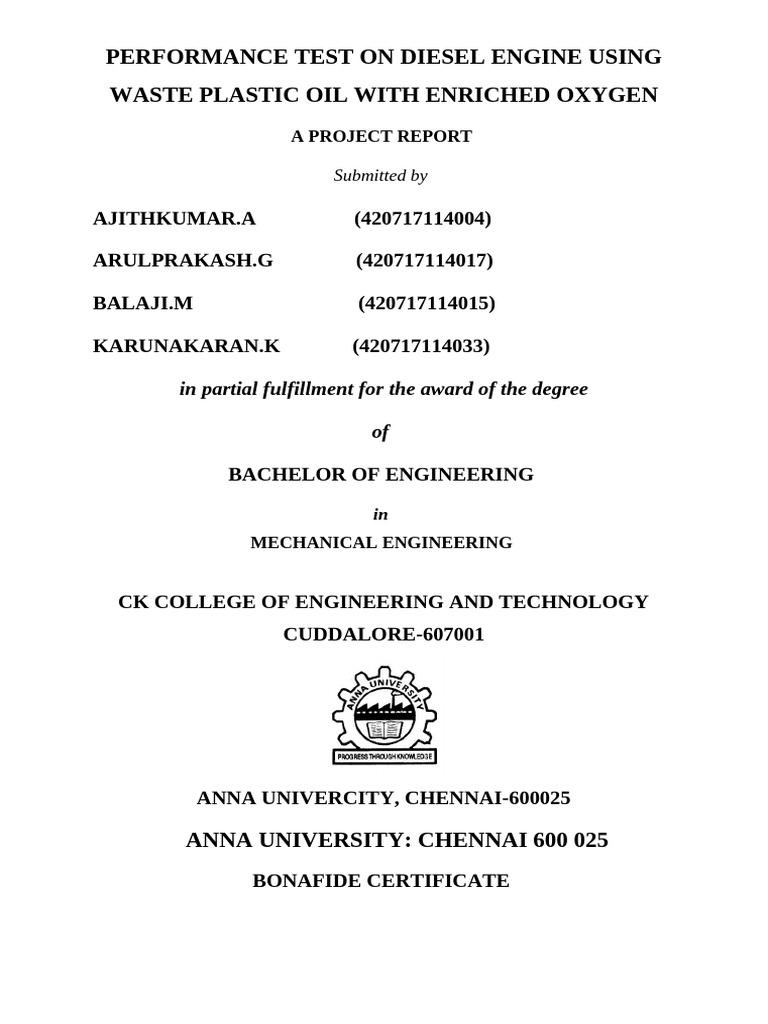 Final Year Project Report | PDF | Plastic | Polyethylene