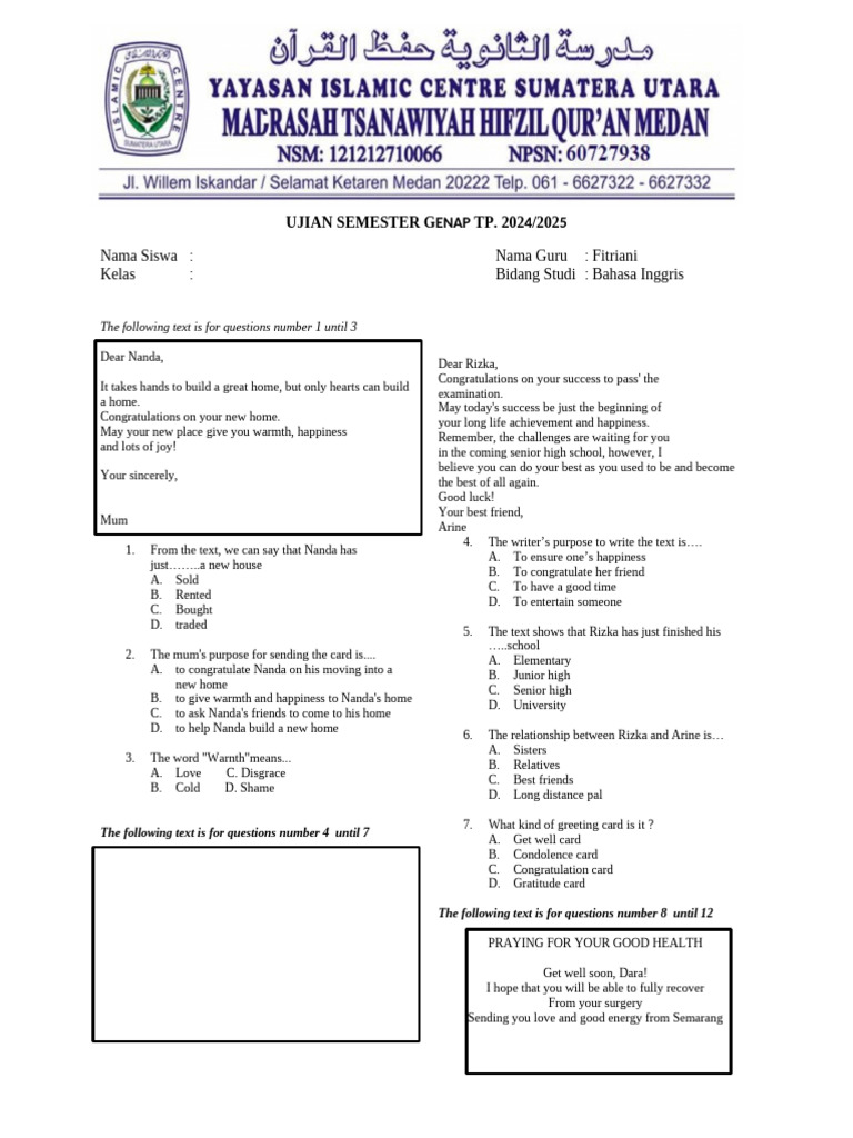 Soal Ujian Bahasa Inggris | PDF
