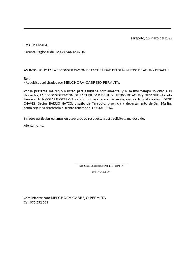 Solicitud EMAPA SAN MARTIN | PDF