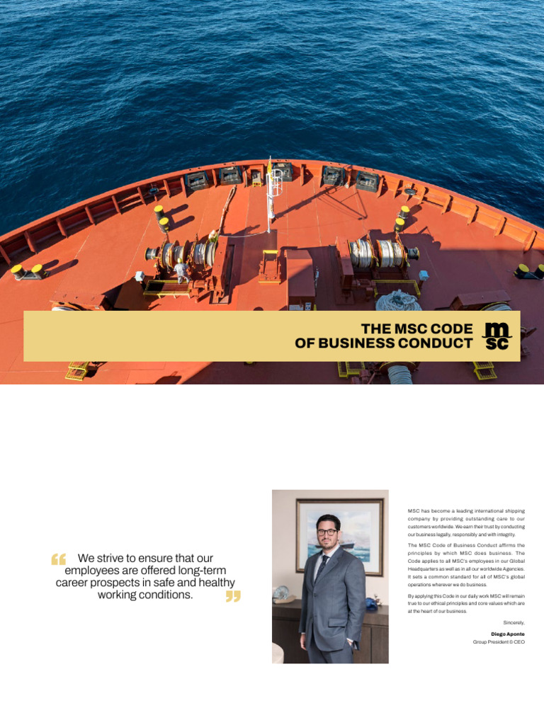 MSC Code of Business Conduct 2021 EN | PDF | Employment | Regulatory ...