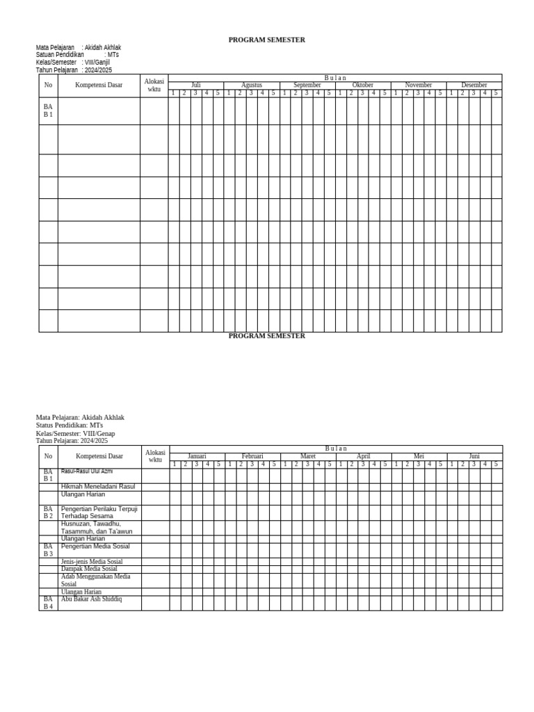 PROMES AKIDAH AKHLAK MTs 8 | PDF