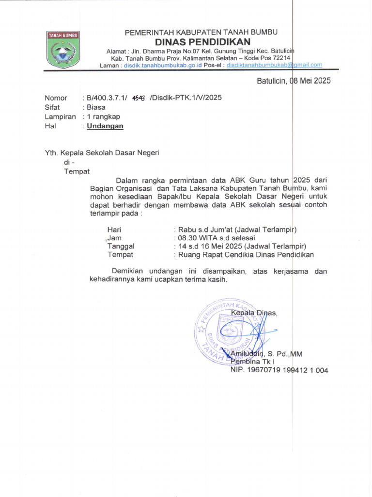 Undangan Kegiatan Rekon Data ABK 2025 | PDF