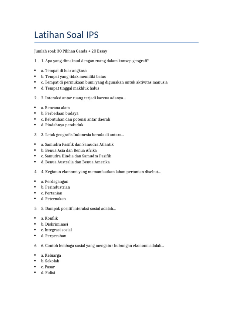 Latihan Soal IPS | PDF