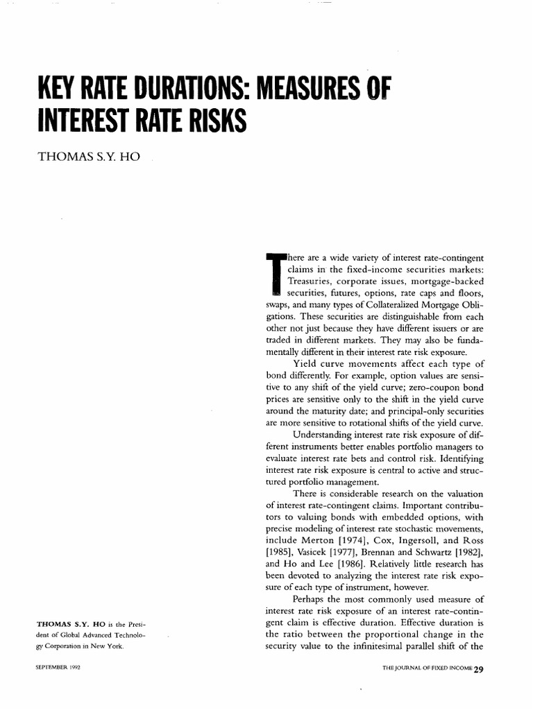 Key Rate Durations in Risk Analysis | PDF | Bonds (Finance) | Yield Curve