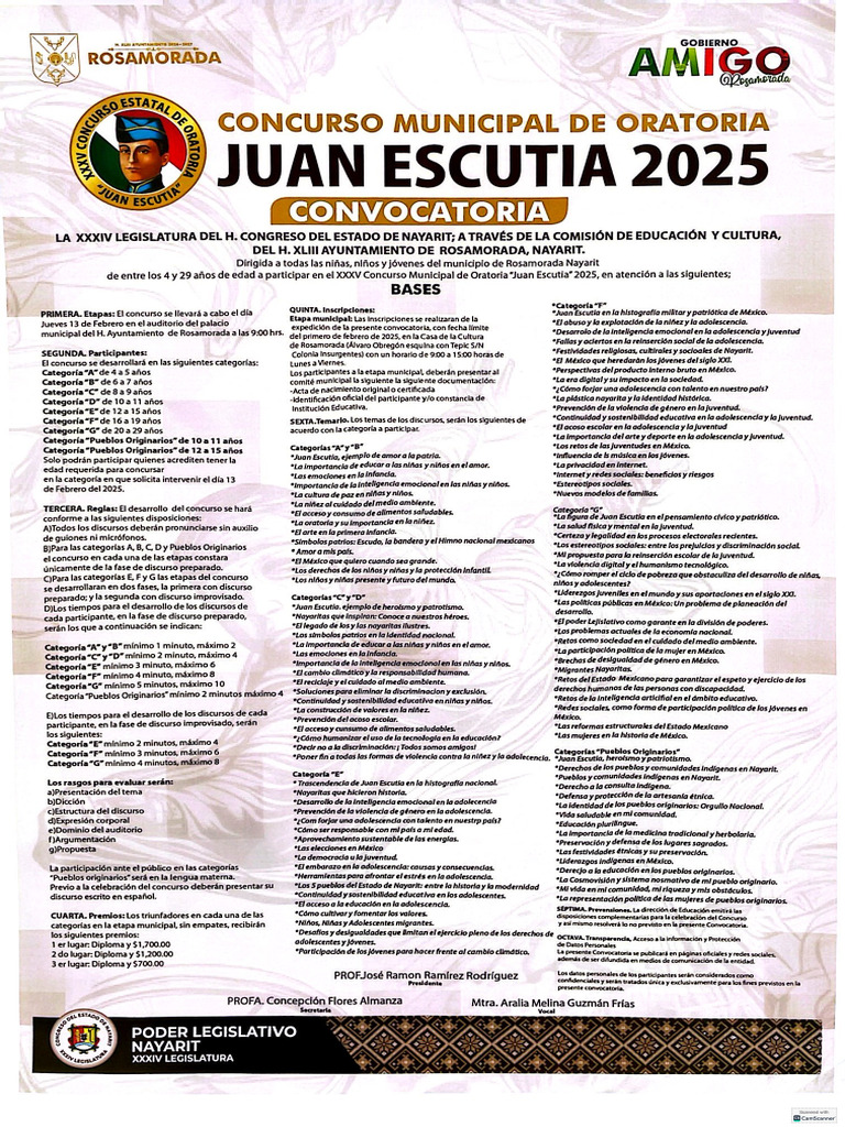 Convocatoria Mpal. De Oratoria. | PDF