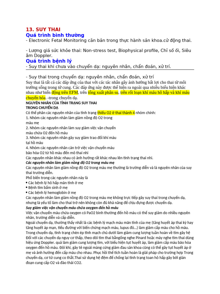 Quá Trình Bình Thư NG: 13. Suy Thai | PDF