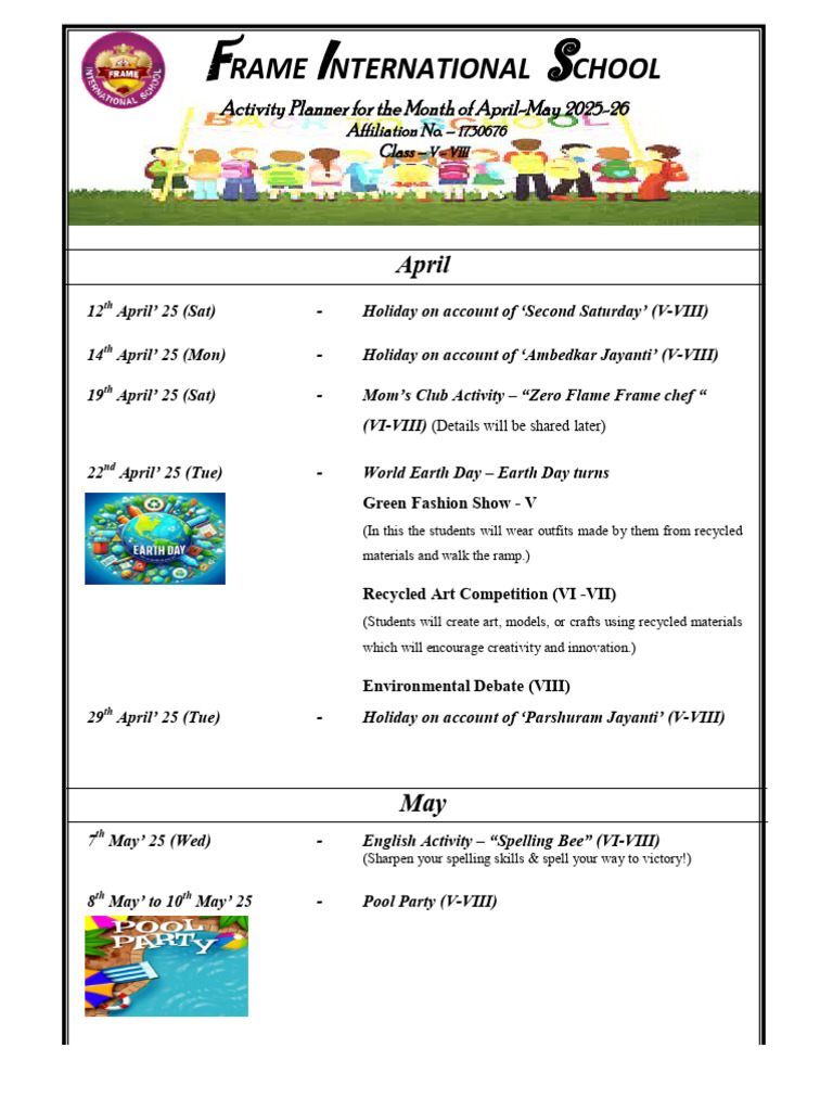 Planner April To May - V-VIII - 2 | PDF