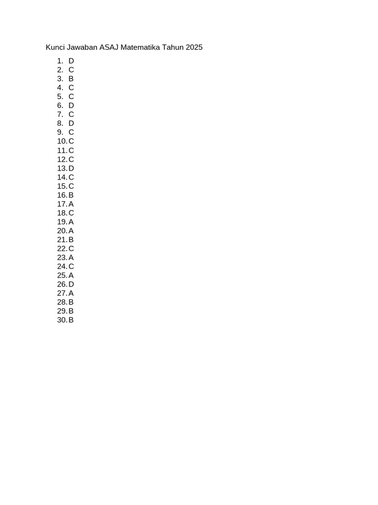 Kunci Jawaban Asaj Matematika 2025 | PDF