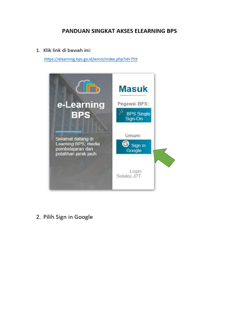 Panduan Akses eLearning BPS | PDF