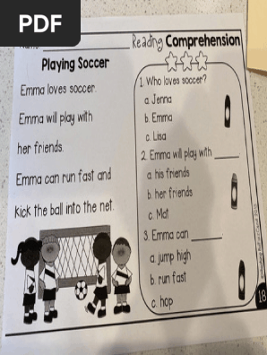 Soccer Reading Passage And Comprehension Questions 6th Grade Reading