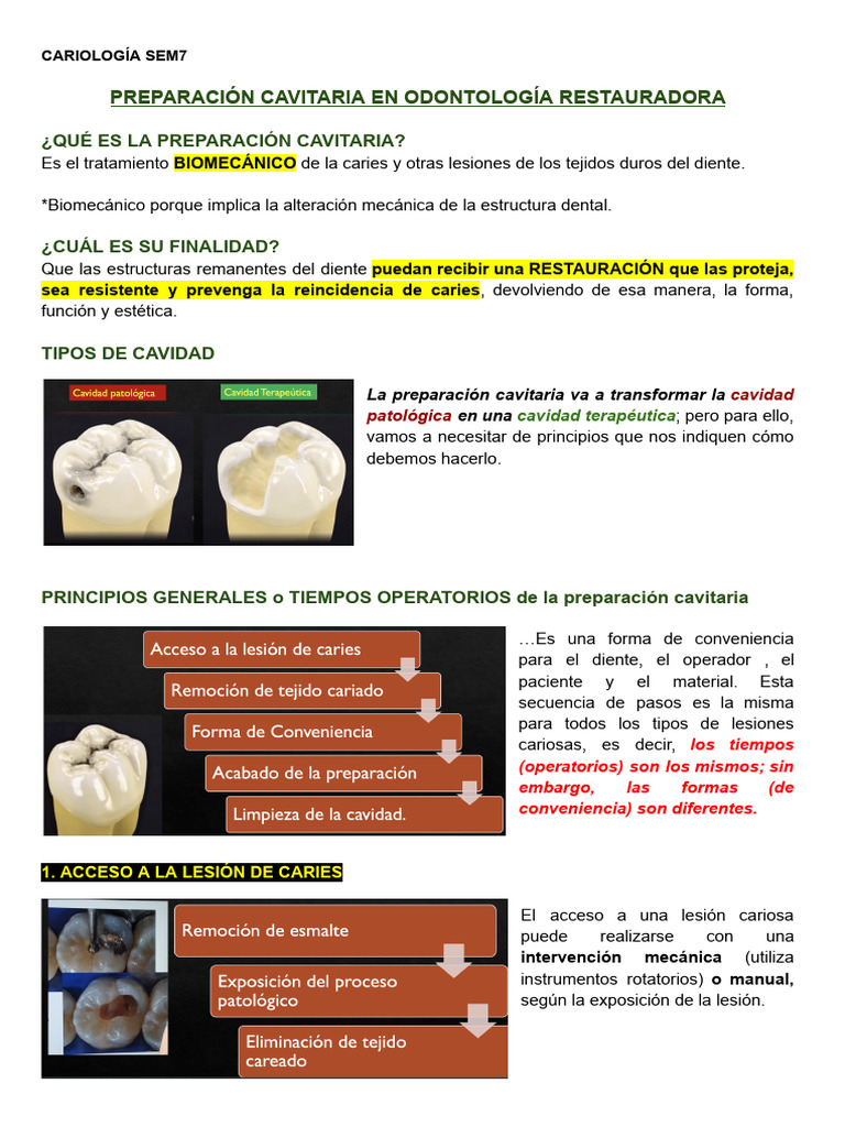 Preparación Cavitaria en Odontología | PDF | Odontología | Diente