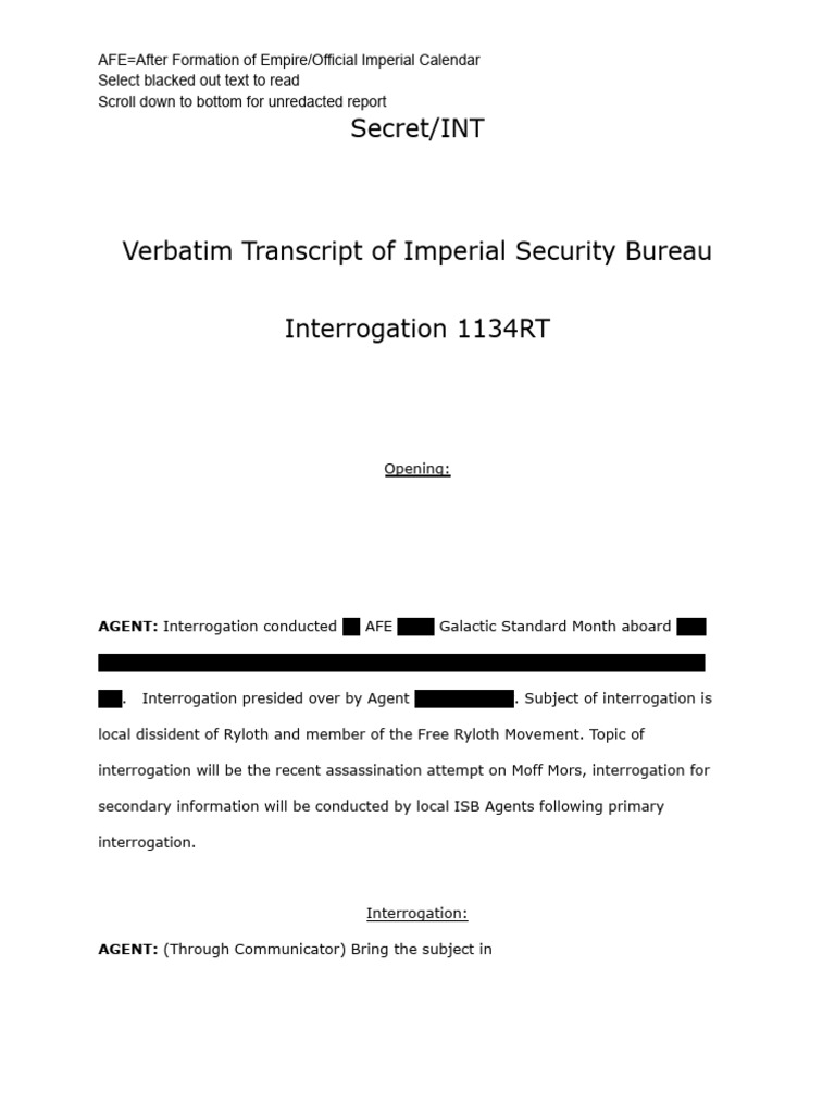 ISB Interrogation Transcript | PDF | Galactic Empire (Star Wars)