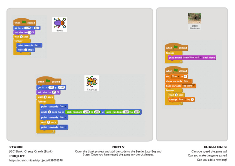 Coding Challenges for Creepy Crawly Game | PDF