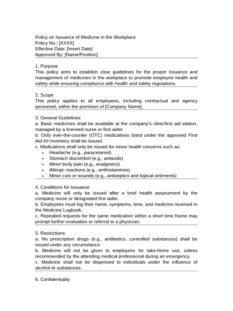 Medicine Issuance Policy | PDF