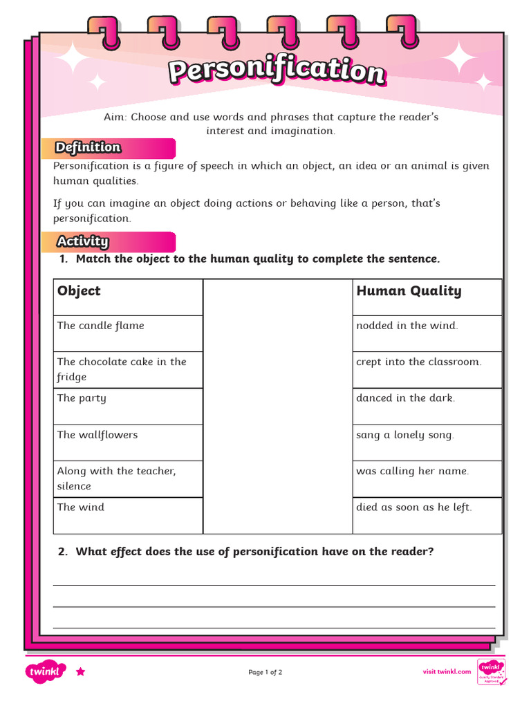 Figurative Language Personification | PDF | Adjective | Object (Grammar)