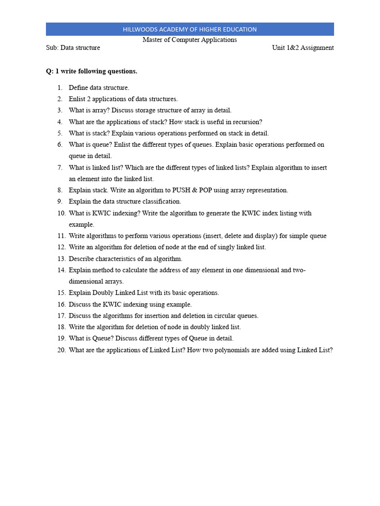 Data Structures Assignment Guide | PDF