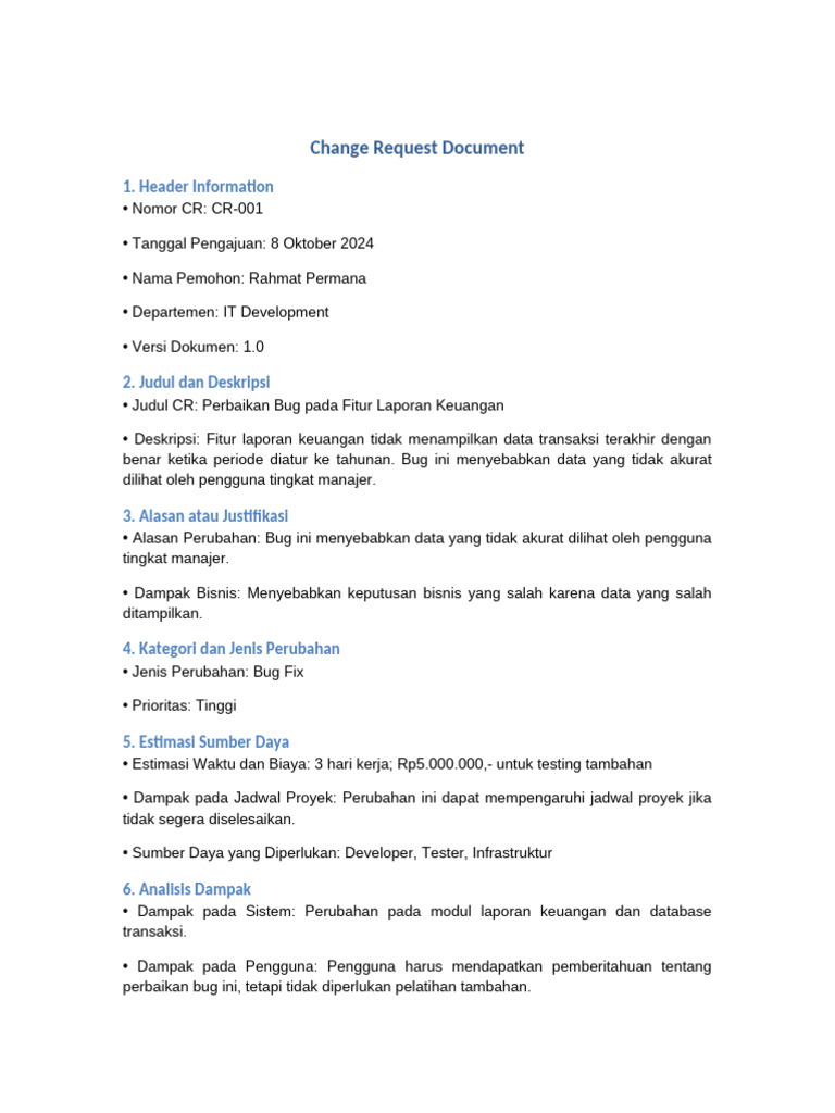 Change Request Document | PDF
