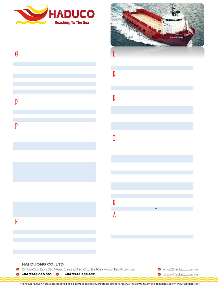 Sea Meadow 12 Ship Specification | PDF | Ships | Shipping