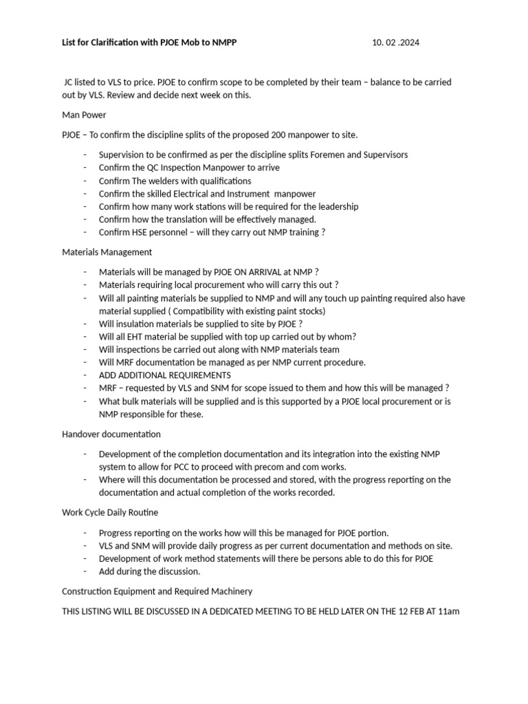 List For Clarification With PJOE Mob To NMPP 10 | PDF