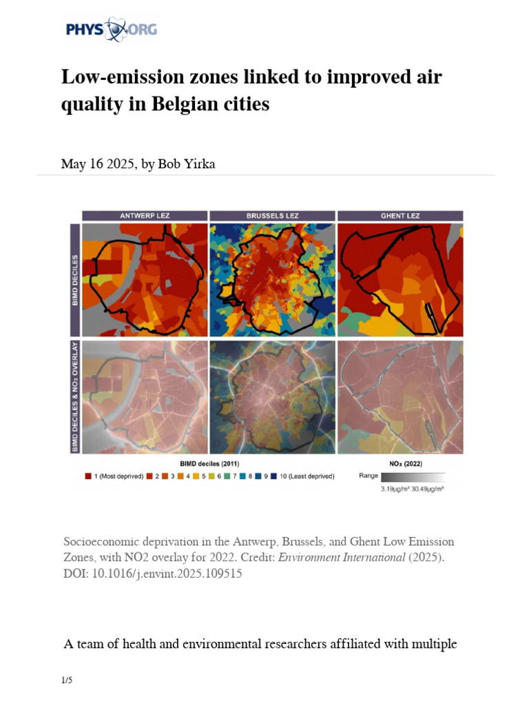 2025 05 Emission Zones Linked Air Quality | PDF | Air Pollution ...