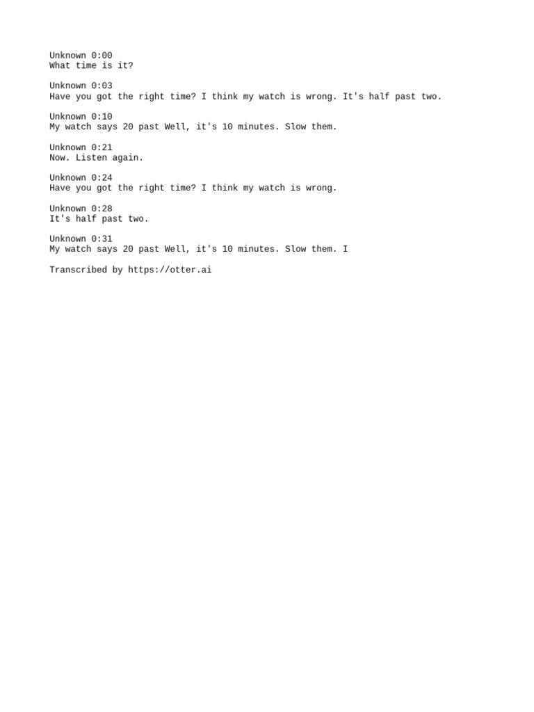 Time Check Conversation Transcript | PDF
