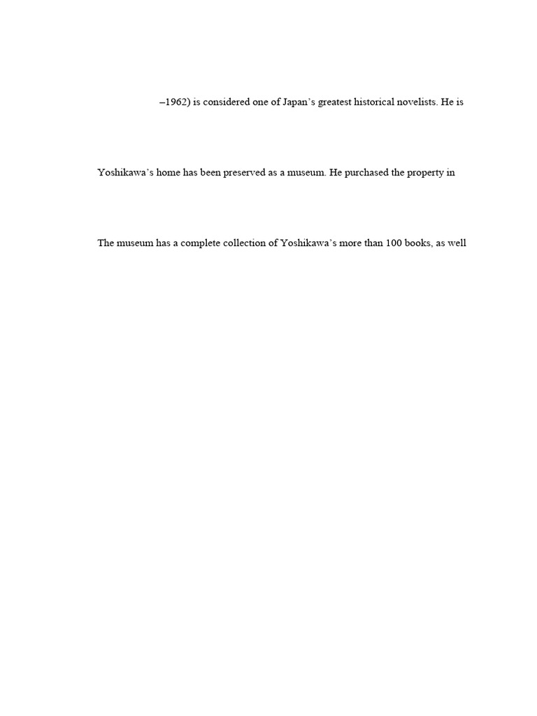 Yoshikawa Eiji Memorial Museum: Musashi | PDF