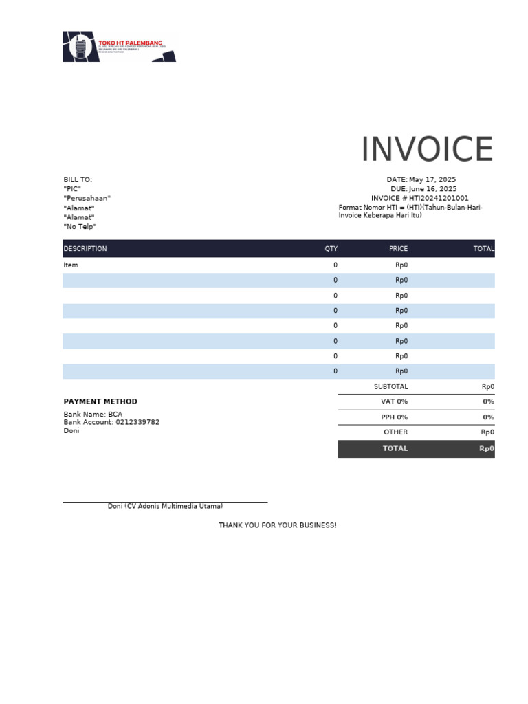 Invoice Template for Business Use | PDF