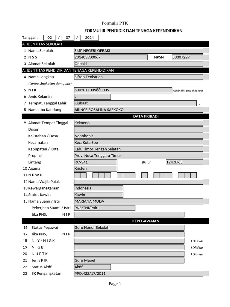Formulir - PTK - Sifron Tenistuan - 2024-07-02 20 - 45 - 38 | PDF