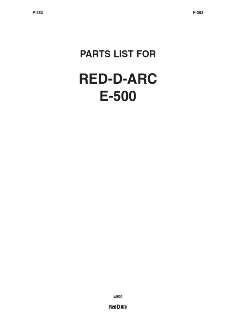E500 Parts Manual | PDF | Screw | Manufactured Goods