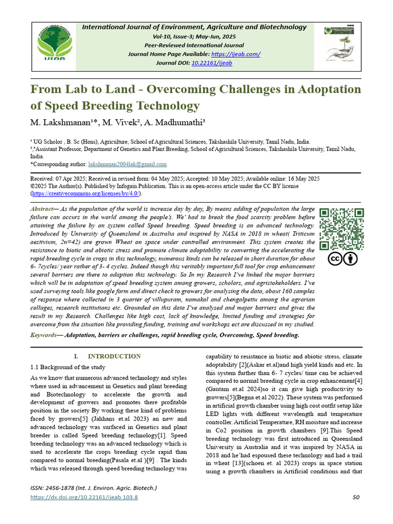 From Lab To Land - Overcoming Challenges in Adoptation of Speed ...