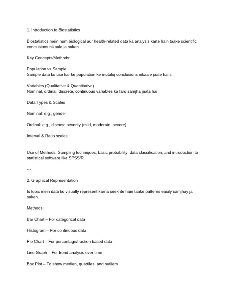 Key Concept - Method Biostatistics | PDF | Regression Analysis | Level Of Measurement