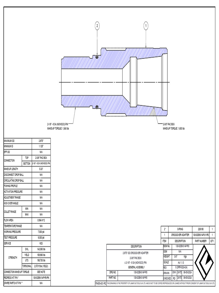 2-3/8" PAC Box Crossover Adapter Specs | PDF