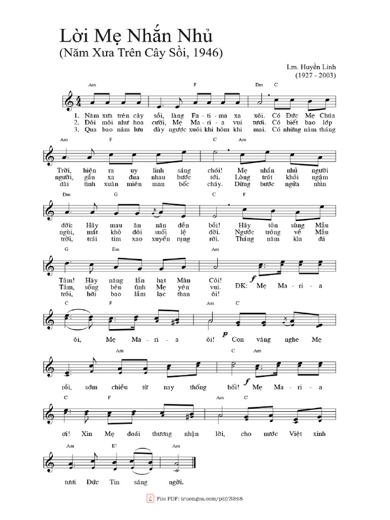 Loi Me Nhan Nhu LM Huyen Linh | PDF