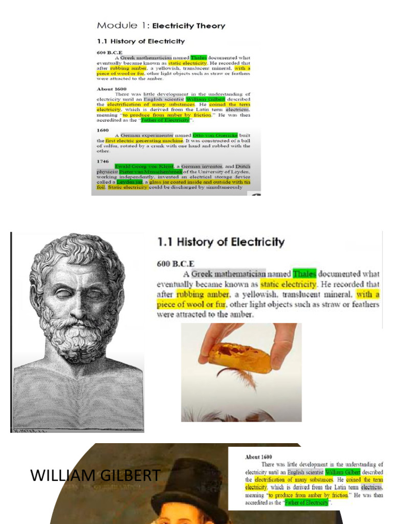 Module 1 ELECTRICITY HISTORY | PDF