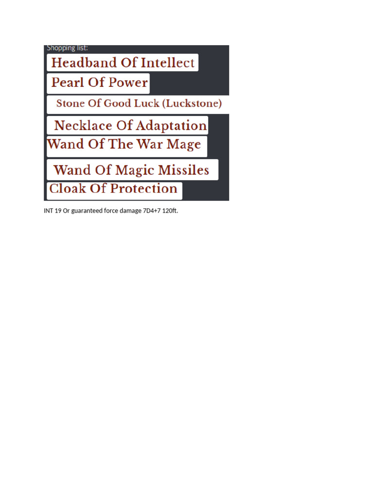DND Shopping List | PDF
