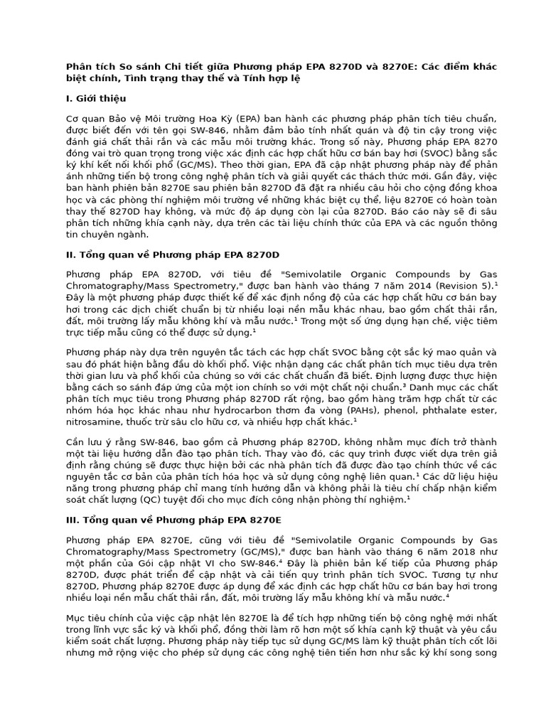 SỰ khác nhau giữa US EPA MEthod 8270D và E | PDF